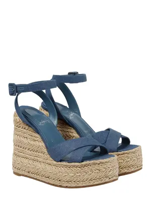 CHRISTIAN LOUBOUTIN Mariza Zeppa Espadrille Sandals - Blue