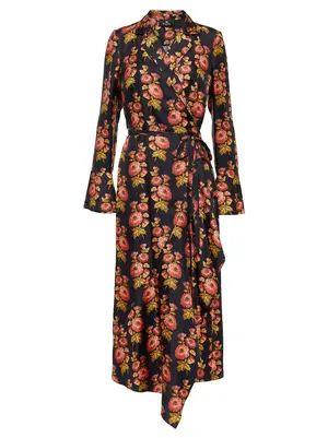 Etro Floral Silk Twill Wrap Midi Dress - Multicoloured