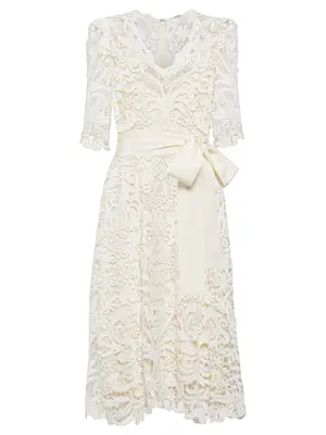 Elie Saab Lace Midi Dress - White