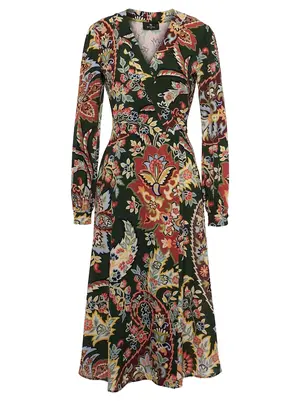 Etro Printed Wrap Midi Dress - Multicoloured