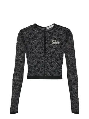 Alessandra Rich Embellished Crop Top - Black