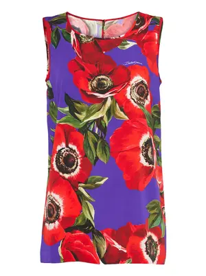 Dolce & Gabbana Anemone Silk-blend Top - Multicoloured
