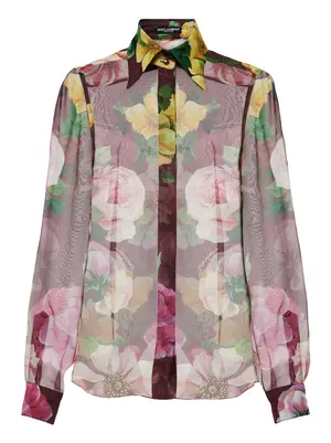 Dolce & Gabbana Printed Silk Chiffon Blouse - Multicoloured