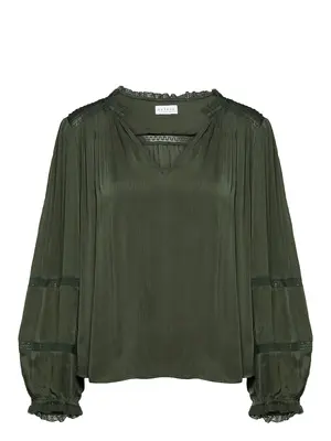 Velvet By Graham & Spencer Koren Lace-trimmed Blouse - Green
