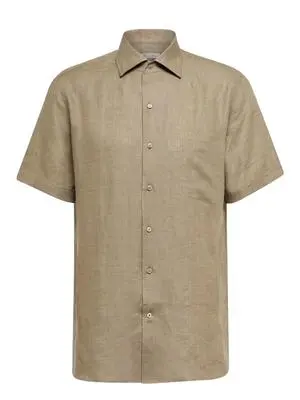 Loro Piana Andre Linen Bowling Shirt - Beige