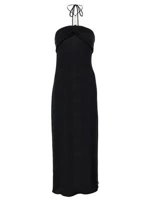 Magda Butrym Pearl-detail Halterneck Midi Dress - Black