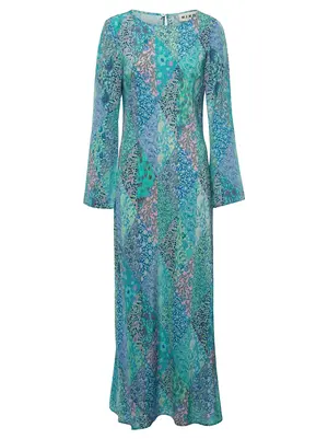 Rixo Rixo Alondra Patchwork Maxi Dress Blue