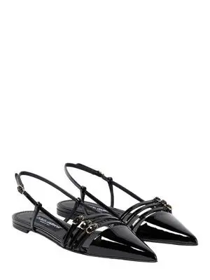 Dolce & Gabbana Patent Leather Slingback Ballet Flats - Black