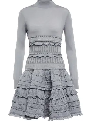Alaïa Crinoline Virgin Wool Minidress - Grey