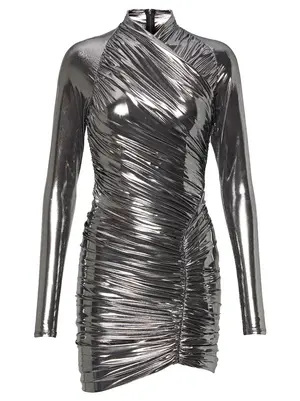 FERRAGAMO Metallic Draped Minidress - Silver