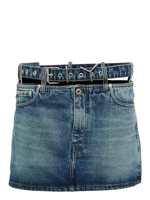 Y/project Y Belt Denim Miniskirt - Blue
