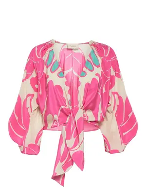 ADRIANA DEGREAS Printed Silk Blouse - Multicoloured
