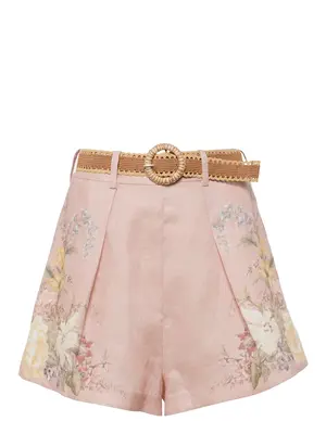 Zimmermann Waverly Floral Linen Shorts - Pink