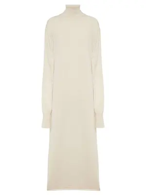JIL SANDER Knitted Cashmere Midi Dress - White