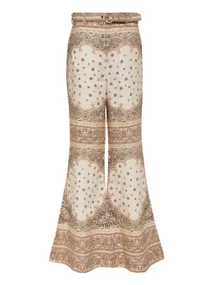 Zimmermann Printed High-rise Wide-leg Linen Pants - Multicoloured