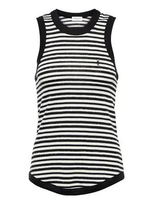 Saint Laurent Cassandre Striped Jersey Top - Multicoloured