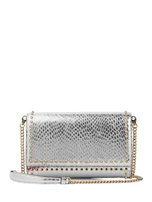CHRISTIAN LOUBOUTIN Paloma Snake-effect Leather Clutch - Silver