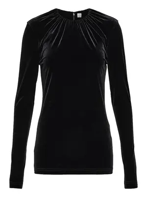 TOTEME Gathered Velvet Top - Black