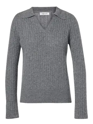 AYA MUSE Gaia Cashmere Polo Sweater - Grey