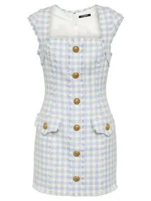 Balmain Gingham Tweed Mini Dress - Multicoloured