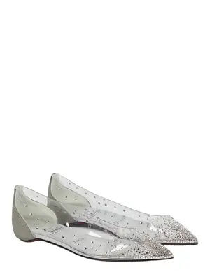 CHRISTIAN LOUBOUTIN Degrastrass Embellished Ballet Flats - Silver