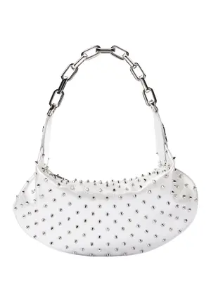 CHRISTIAN LOUBOUTIN Le 54 Spiked Metallic Shoulder Bag - Silver