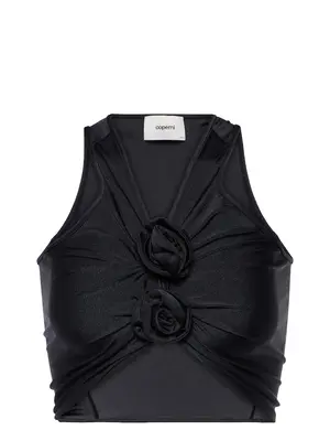 Coperni Floral Jersey Top - Black