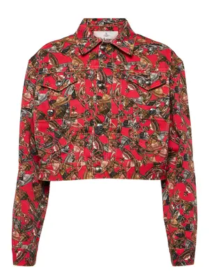 VIVIENNE WESTWOOD Printed Cropped Denim Jacket - Multicoloured