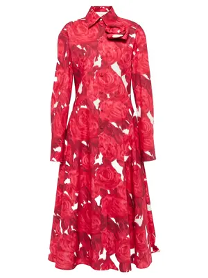 Valentino Garavani Floral Cotton Shirt Dress - Red