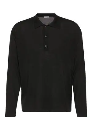 THE ROW Djon Wool Polo Sweater - Black