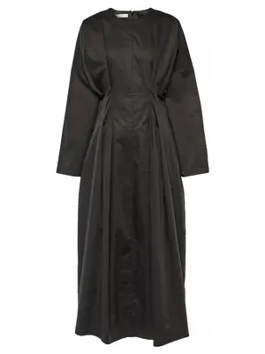 Co Gathered Cotton Midi Dress - Black