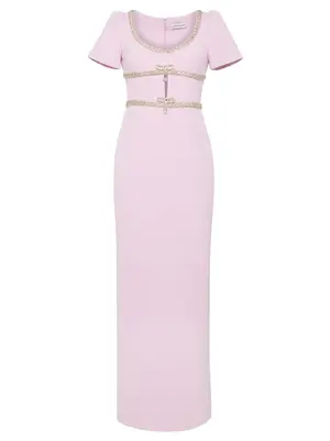 SELF-PORTRAIT Crystal-embellished Crepe Gown - Pink