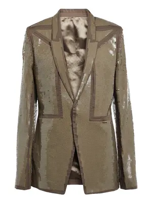 Rick Owens Sequined Single-breasted Cotton Blazer - Neutrals
