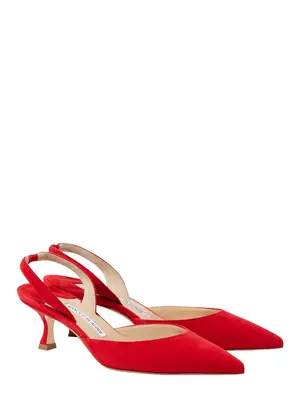 Manolo Blahnik Carolyne Gala Suede Slingback Pumps - Red