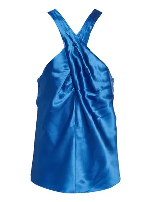 Veronica Beard Stewart Satin Halter-neck Top - Blue