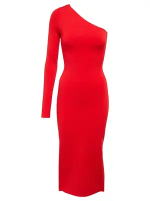 Victoria Beckham Vb One-shoulder Knit Midi Dress - Red