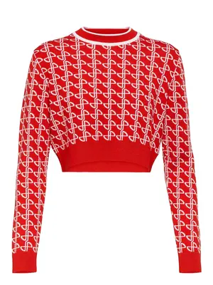 PATOU Logo Jacquard Merino Wool Sweater - Red