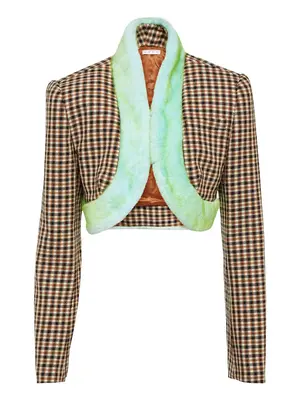 AREA Cropped Wool And Cotton Jacket - Multicoloured