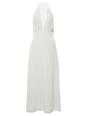 TOTEME Halterneck Silk Maxi Dress - Silver