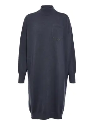 Brunello Cucinelli Embellished Cashmere Sweater Dress - Beige