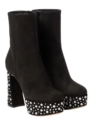 GIANVITO ROSSI Crystal Holly Platform Ankle Boots - Black