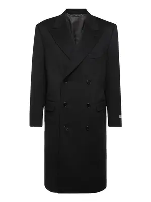 Canali Wool And Cashmere Overcoat - Black