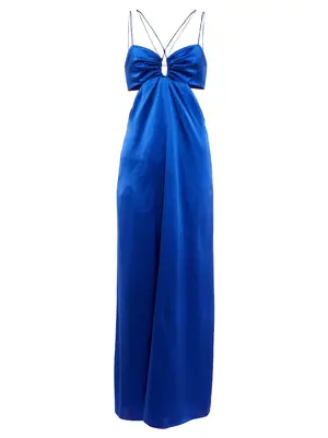 FRAME Cutout Silk-blend Maxi Dress - Blue