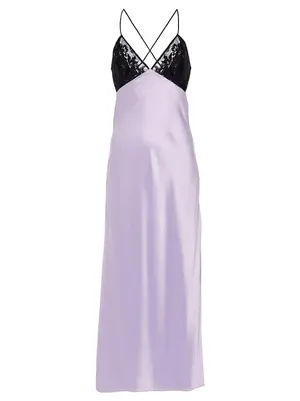 THE SEI Lace-trimmed Silk Gown - Purple