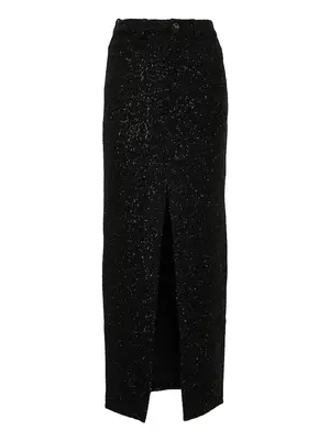 SELF-PORTRAIT Boucle Maxi Skirt - Black
