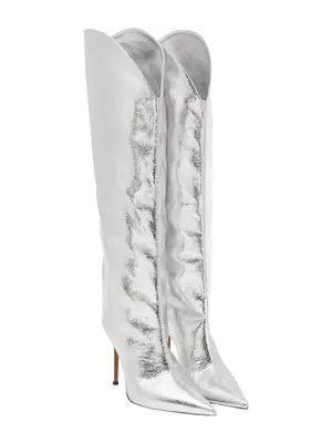 Alexandre Vauthier Metallic Leather Over-the-knee Boots - Silver