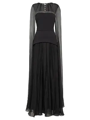Safiyaa Gloria Silk And Crepe Gown - Black