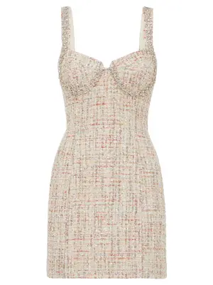 SELF-PORTRAIT Embellished Boucle Minidress - Multicoloured