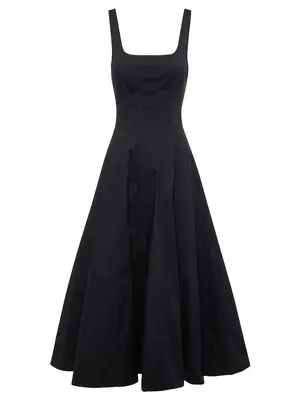 Staud Wells Cotton Poplin Midi Dress - Black