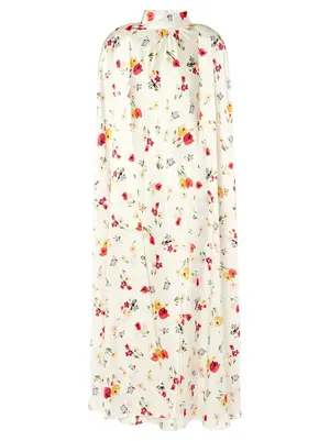 RODARTE Floral Caped Silk Maxi Dress - Multicoloured